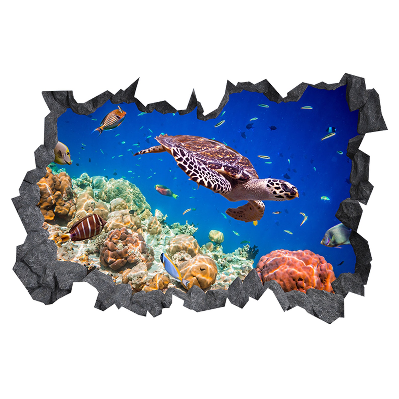 Wall Sticker Sea Turtle Underwater 3D Hole in the Wall Effect | Etsy