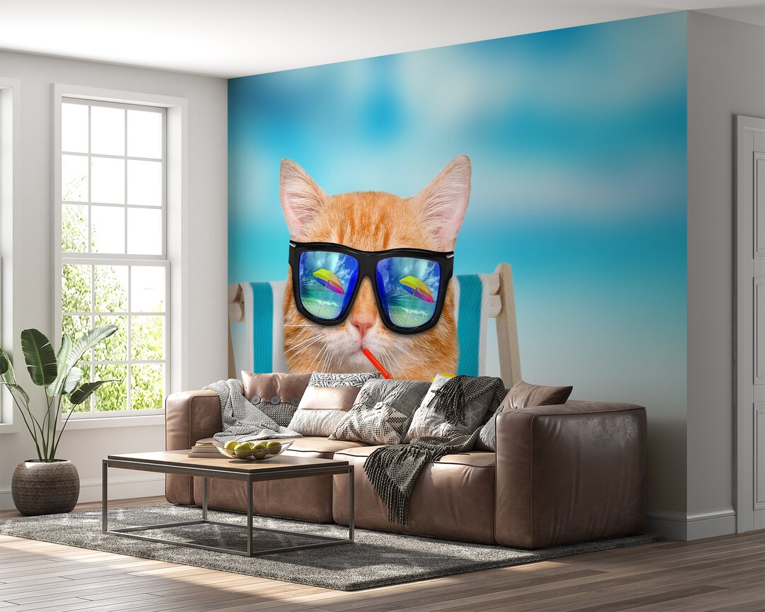 Cat Wallpaper Self-adhesive Wall Mural Home Decor Animal - Etsy