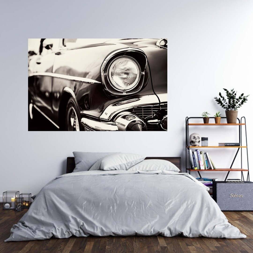 Wall Sticker Retro Black Classic Car Poster Self-adhesive Decal Deco ...