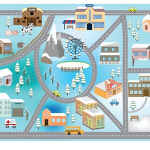 Winter Road Map for Kids Laminated Vinyl Cover Self-adhesive for Desk ...