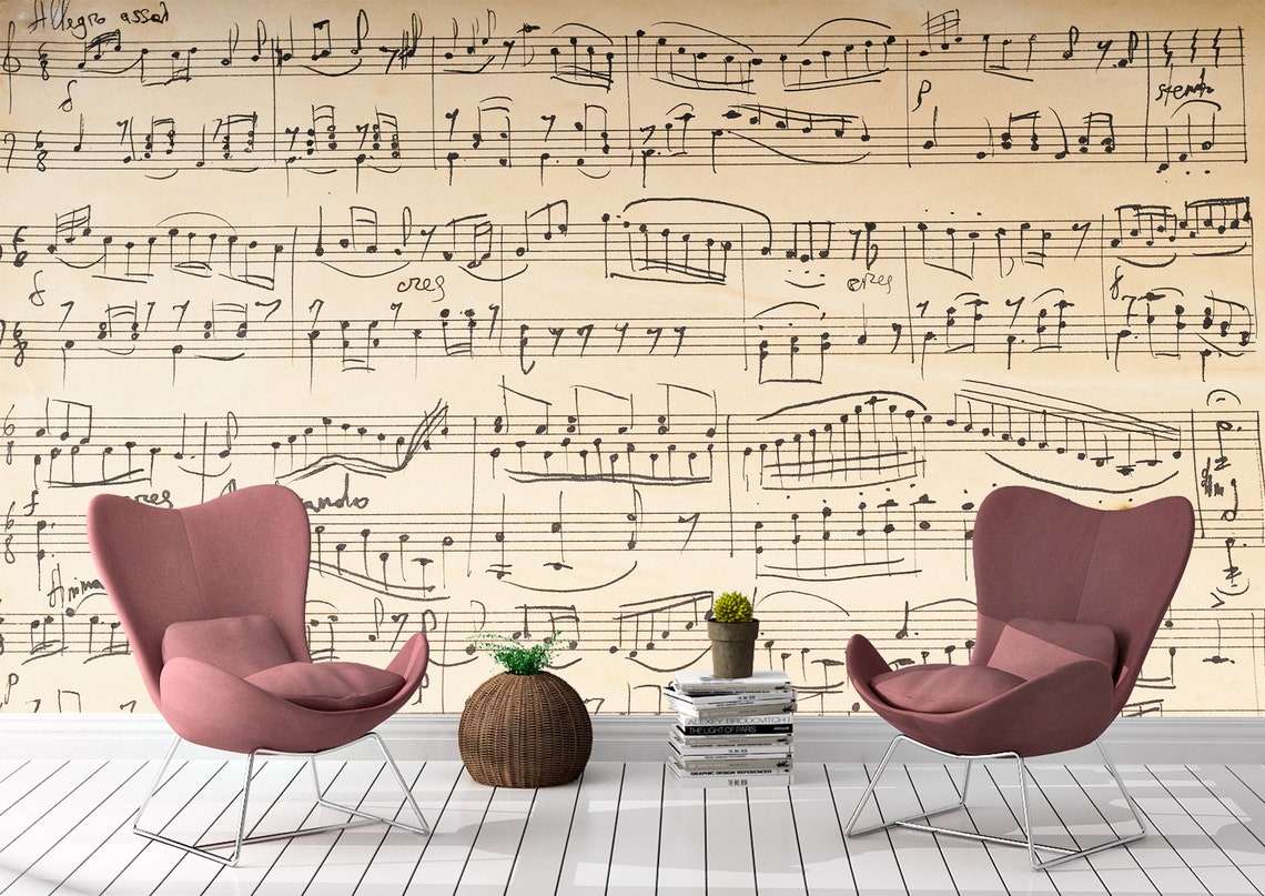 Classical Music Notes Wall Mural Wallpaper Wall Art Peel & | Etsy