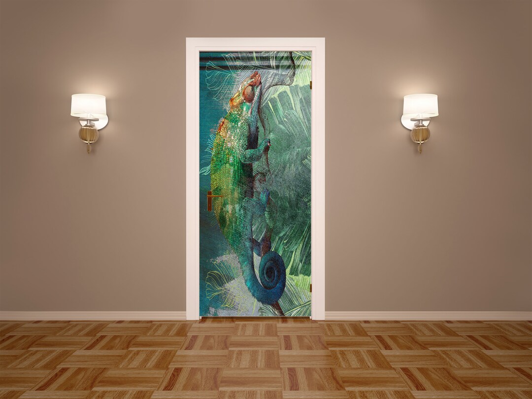Chameleon Door Mural Sticker, Self Adhesive Door Wrap, the Door ...