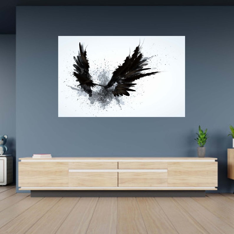 Wall Sticker Broken Flying Black Wings Poster Self-adhesive - Etsy