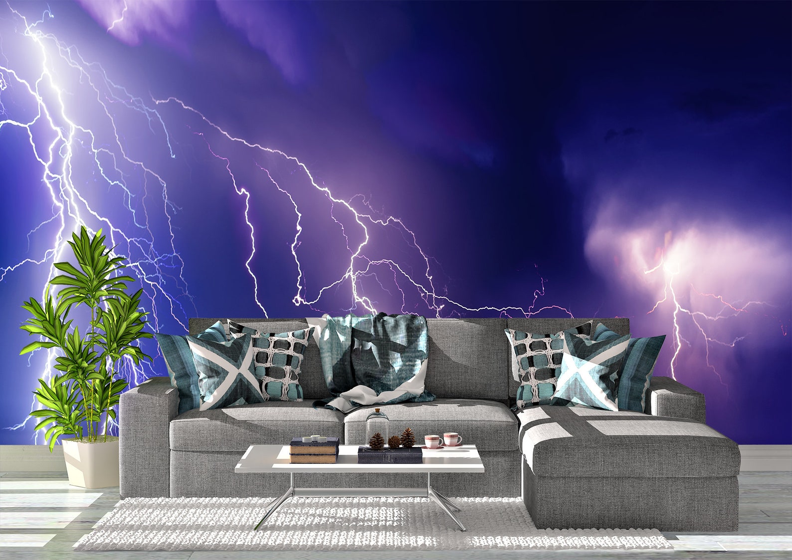 Lightning Bolts Over the Water Wall Mural Wallpaper Wall Art - Etsy UK
