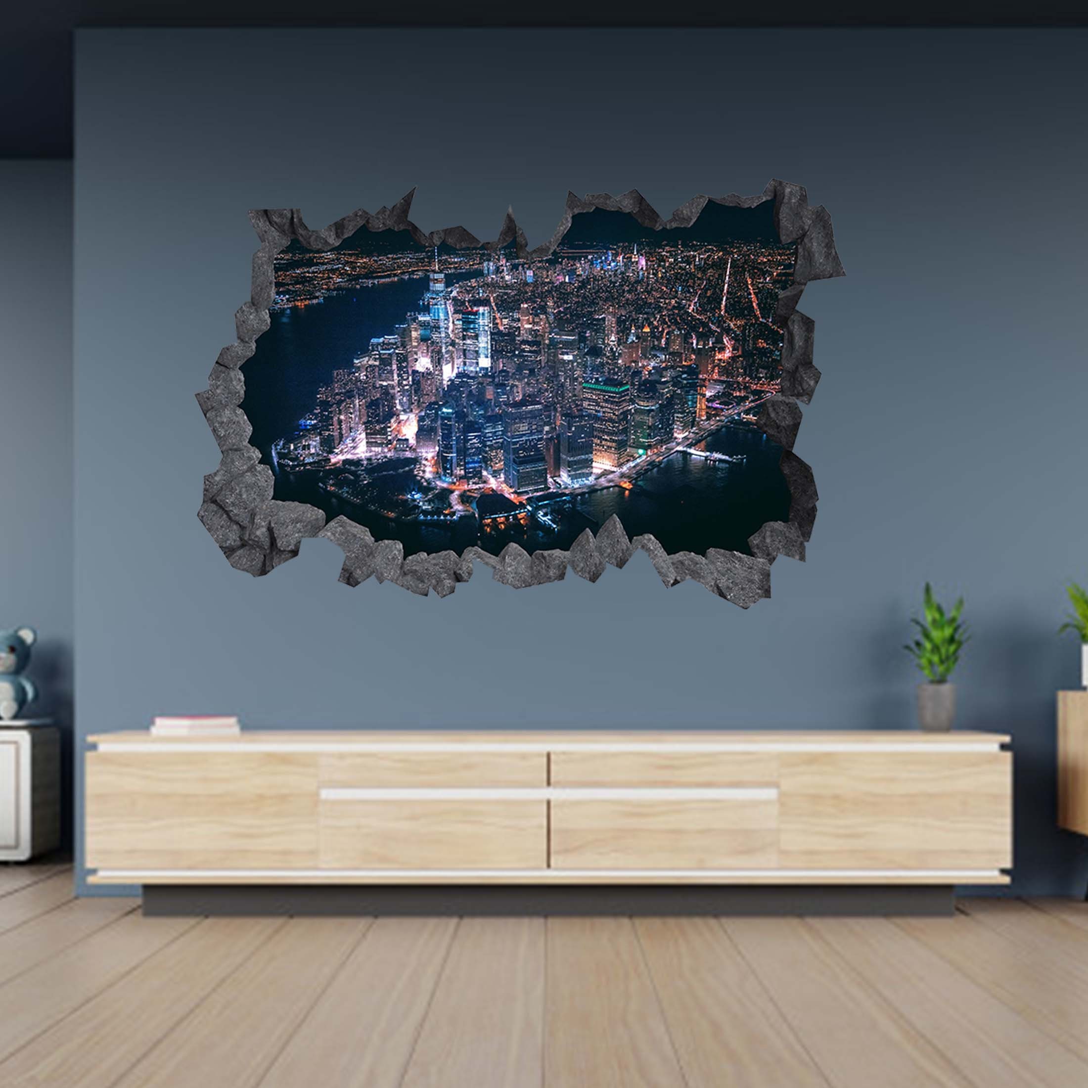 Wall Sticker New York Theme 3D Hole in the Wall Effect C Self - Etsy