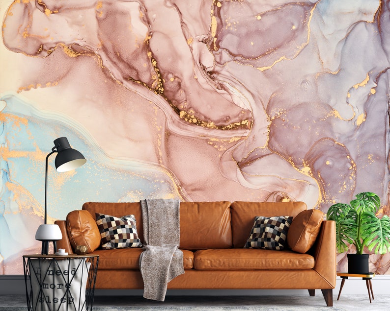 Pink Marble Wall Mural Wallpaper Wall Art Peel & Stick Self - Etsy