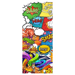 Comic Book Style Door Sticker, Peel & Stick Vinyl Door Wrap, Fun Art ...
