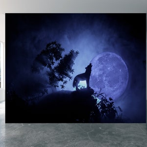 Wolf Wall Decor Peel and Stick Wallpaper, Bedroom Decor, Animal Wall ...