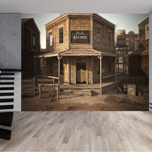 Western Town Saloon Wallpaper Photo Wall Mural: UV Print Decal Wall Art ...
