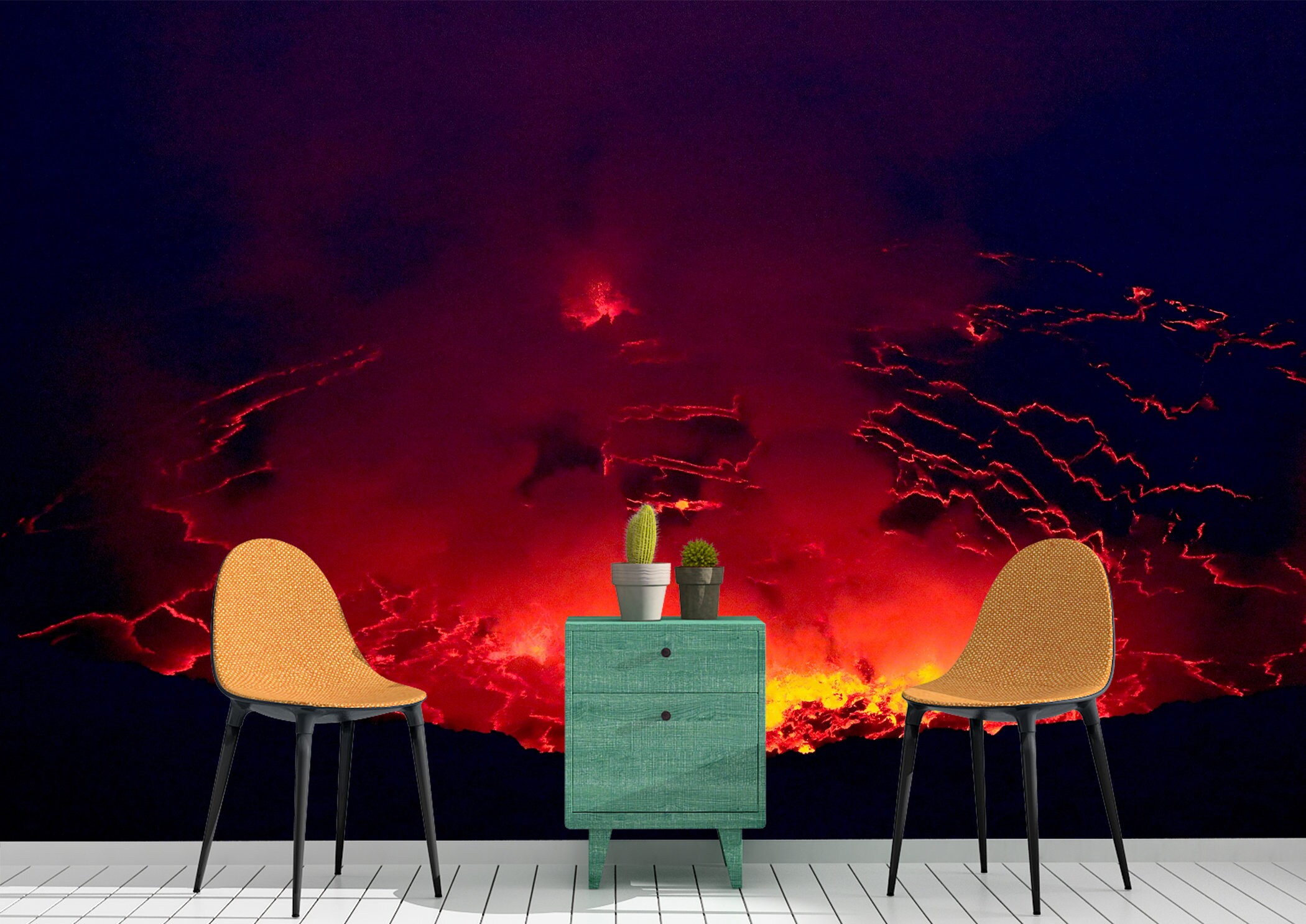 Volcano Eruption Wall Mural Wallpaper Wall Art Peel & Stick | Etsy