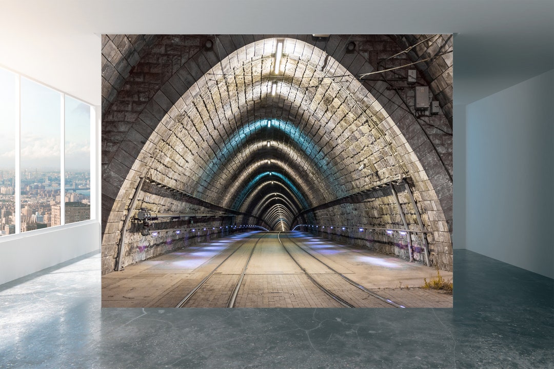Tramway Tunnel Wall Mural Wallpaper Wall Art Peel & Stick Self Adhesive ...