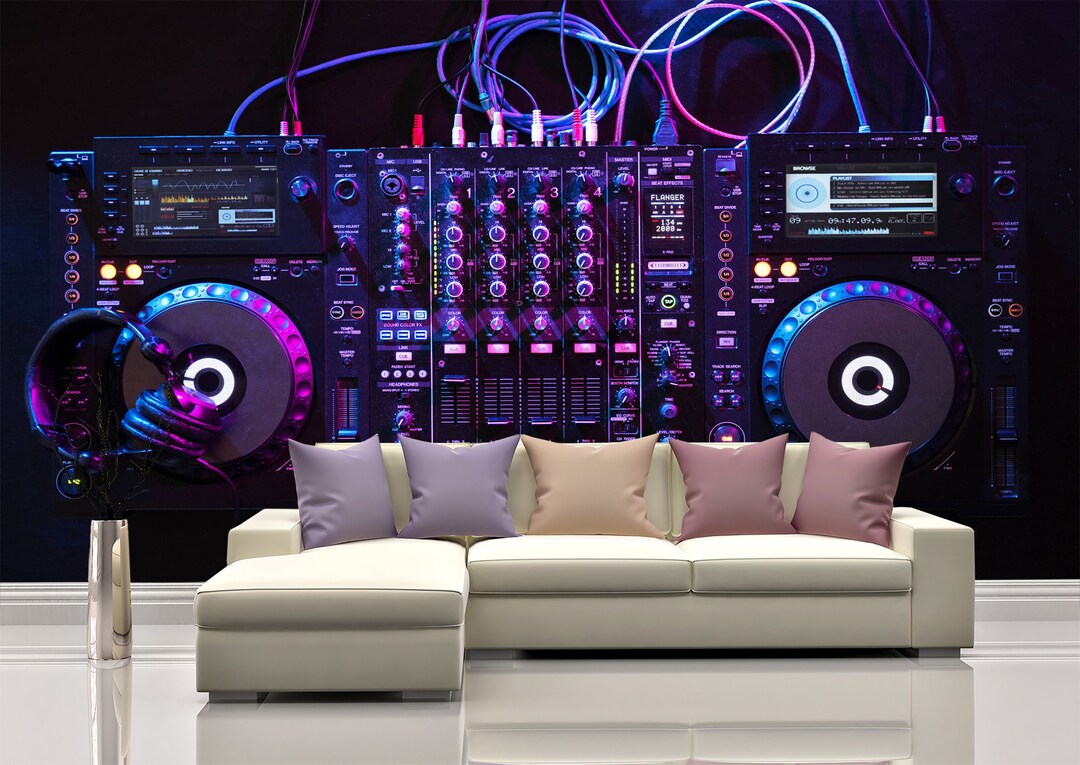 Dj Console Neon Colours Wall Mural Photo Wallpaper UV Print Decal Art ...