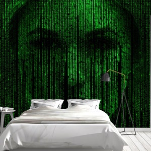Matrix Trinity Cyber Code Wall Mural Photo Wallpaper UV Print Decal Art ...