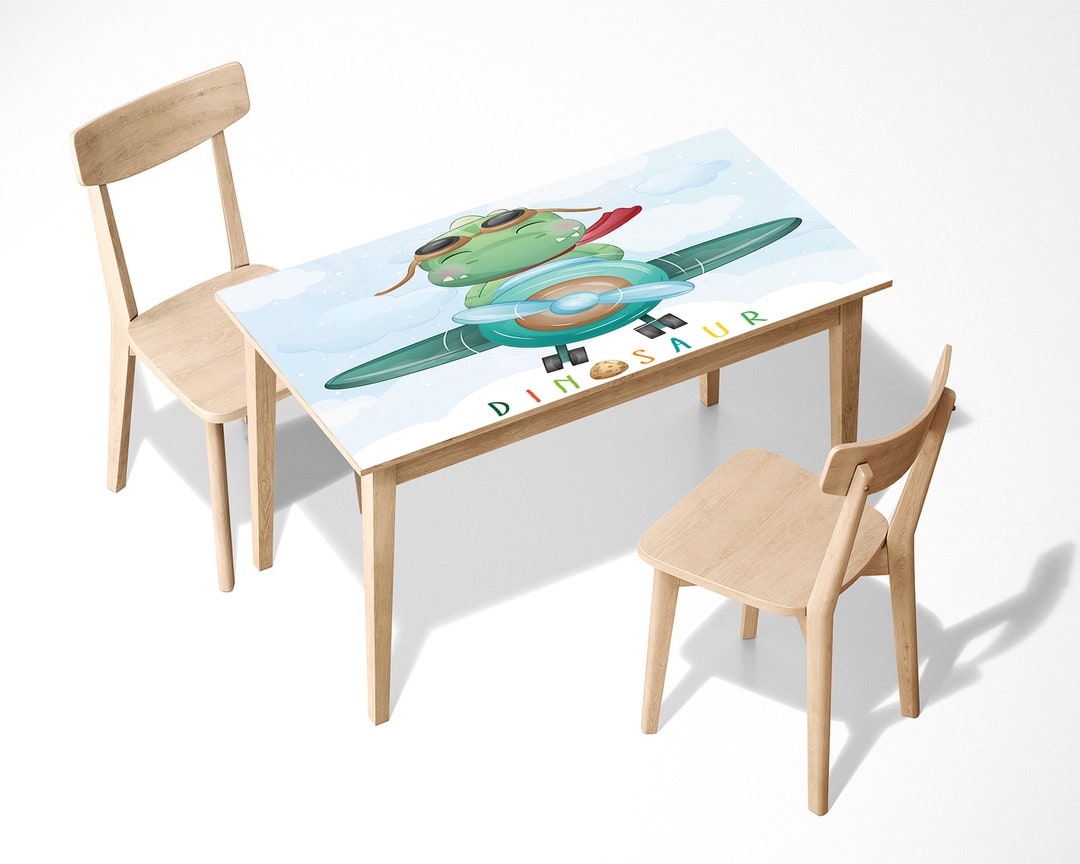 Dino in Plane Table Wrap Self Adhesive Vinyl Waterproof Dining Table ...