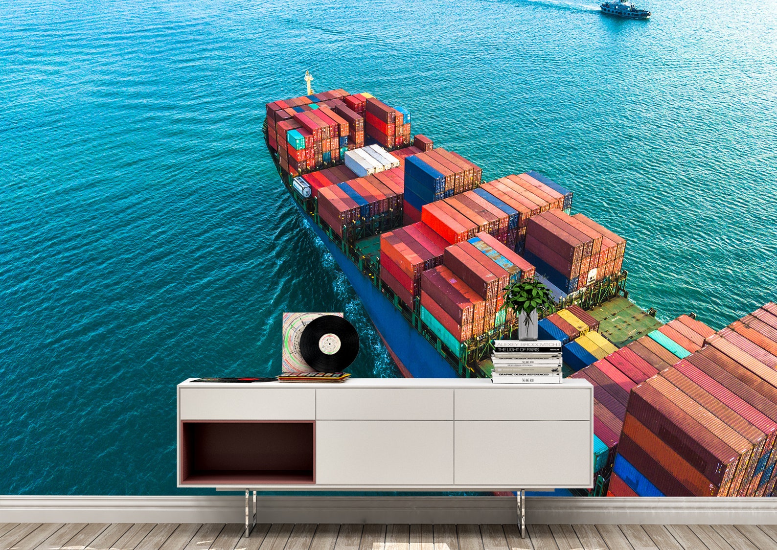 Massive Container Ship Ocean Wall Mural Photo Wallpaper UV | Etsy