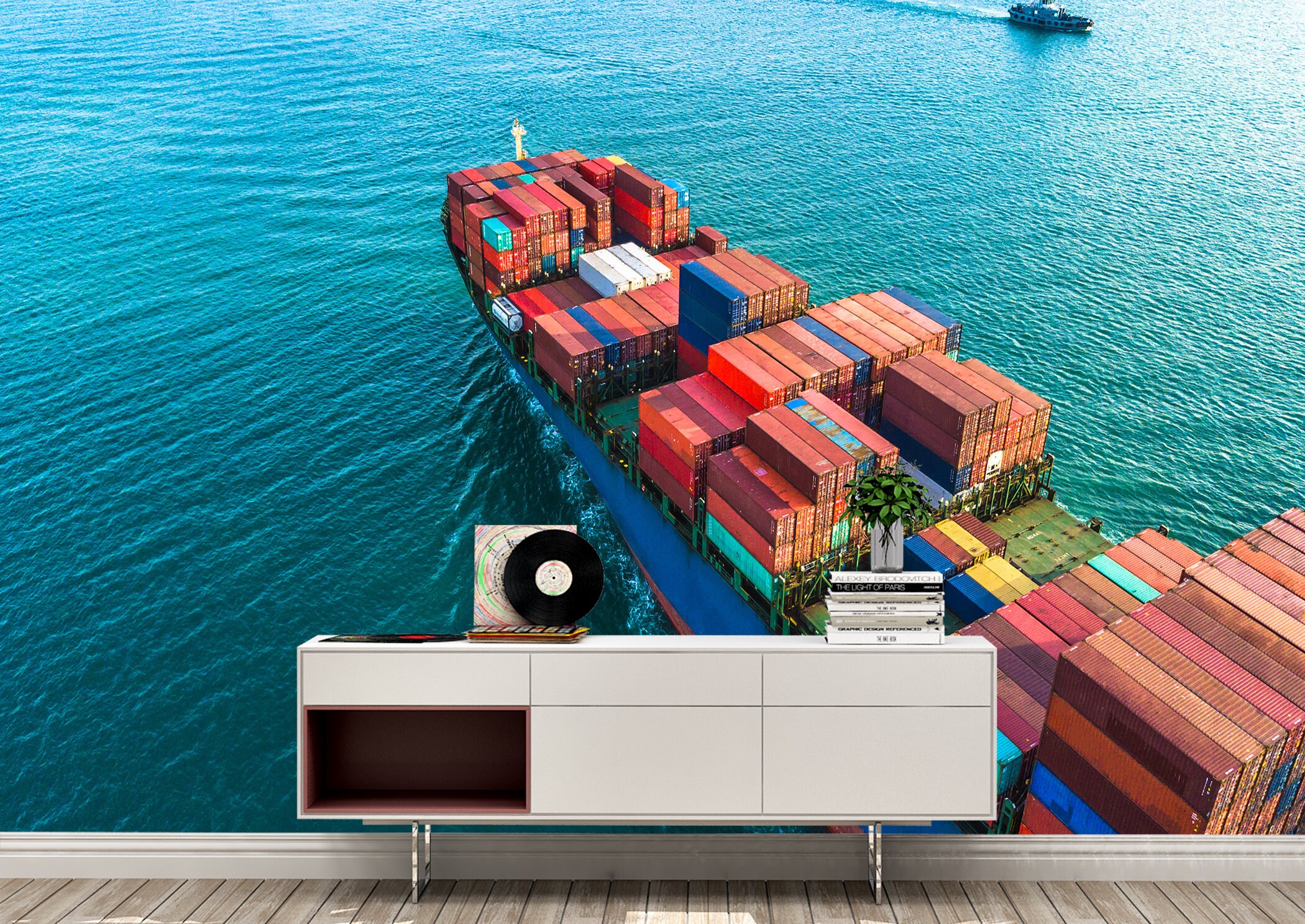Massive Container Ship Ocean Wall Mural Photo Wallpaper UV | Etsy