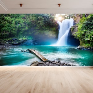 Violet Waterfall Wall Mural: Peel and Stick Wallpaper, Living Room ...