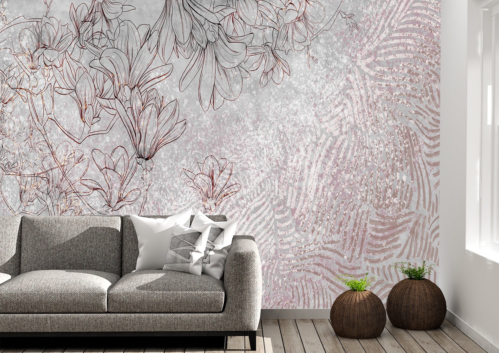 Flowers Pattern Wall Mural Wallpaper Wall Art Peel & Stick | Etsy UK