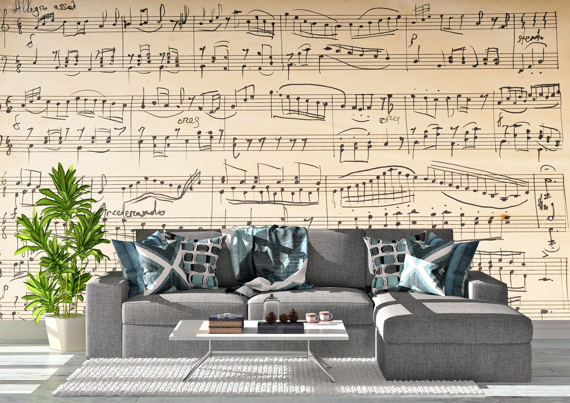 Classical Music Notes Wall Mural Wallpaper Wall Art Peel & | Etsy