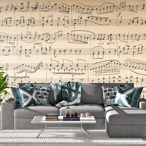 Classical Music Notes Wall Mural Wallpaper Wall Art Peel & - Etsy