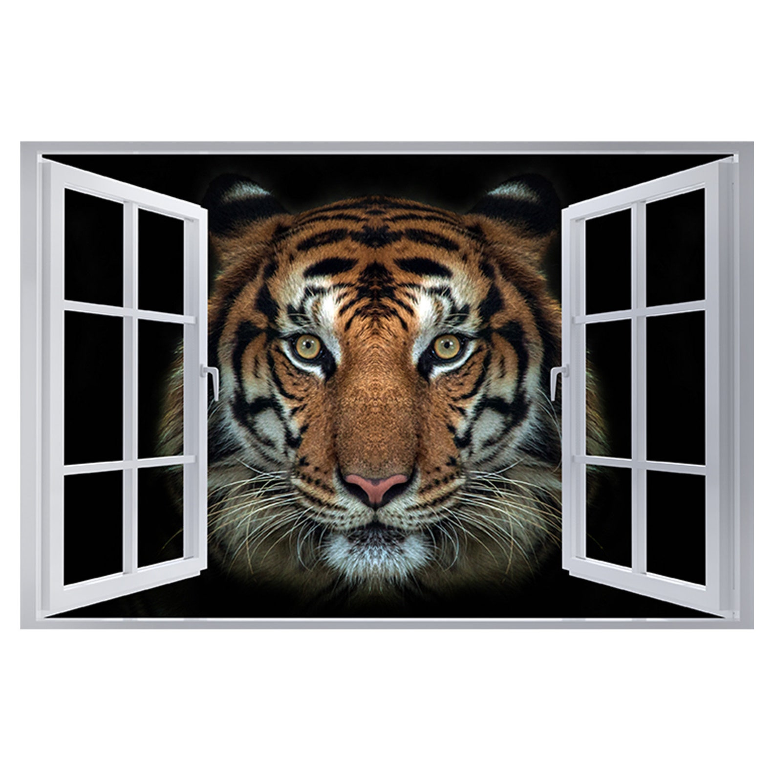 Wall Sticker Tiger Portrait Theme 3D Window Effect Self - Etsy