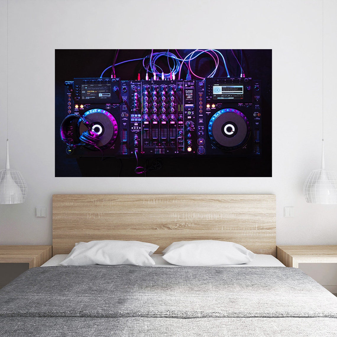 Wall Sticker DJ Music Console & Neon Poster Self Adhesive Art - Etsy