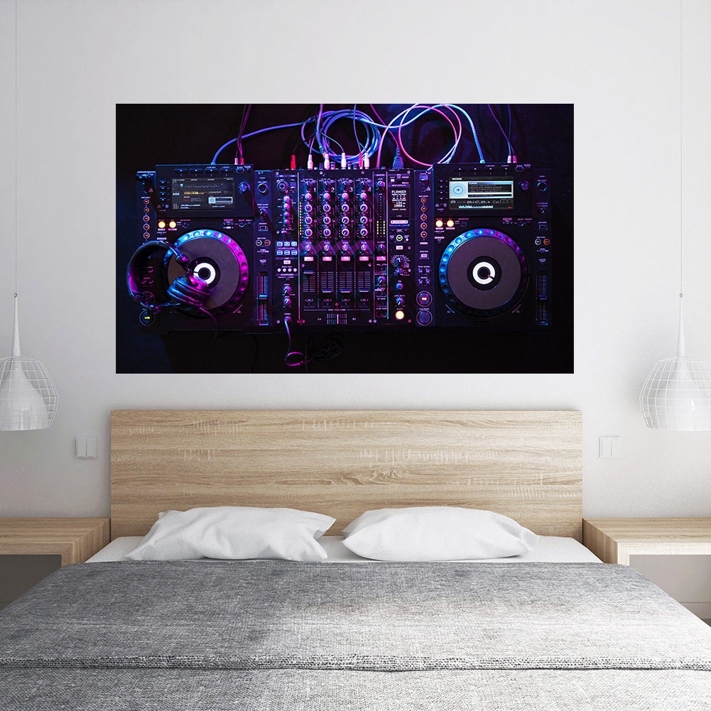 Wall Sticker DJ Music Console & Neon Poster Self Adhesive Art - Etsy