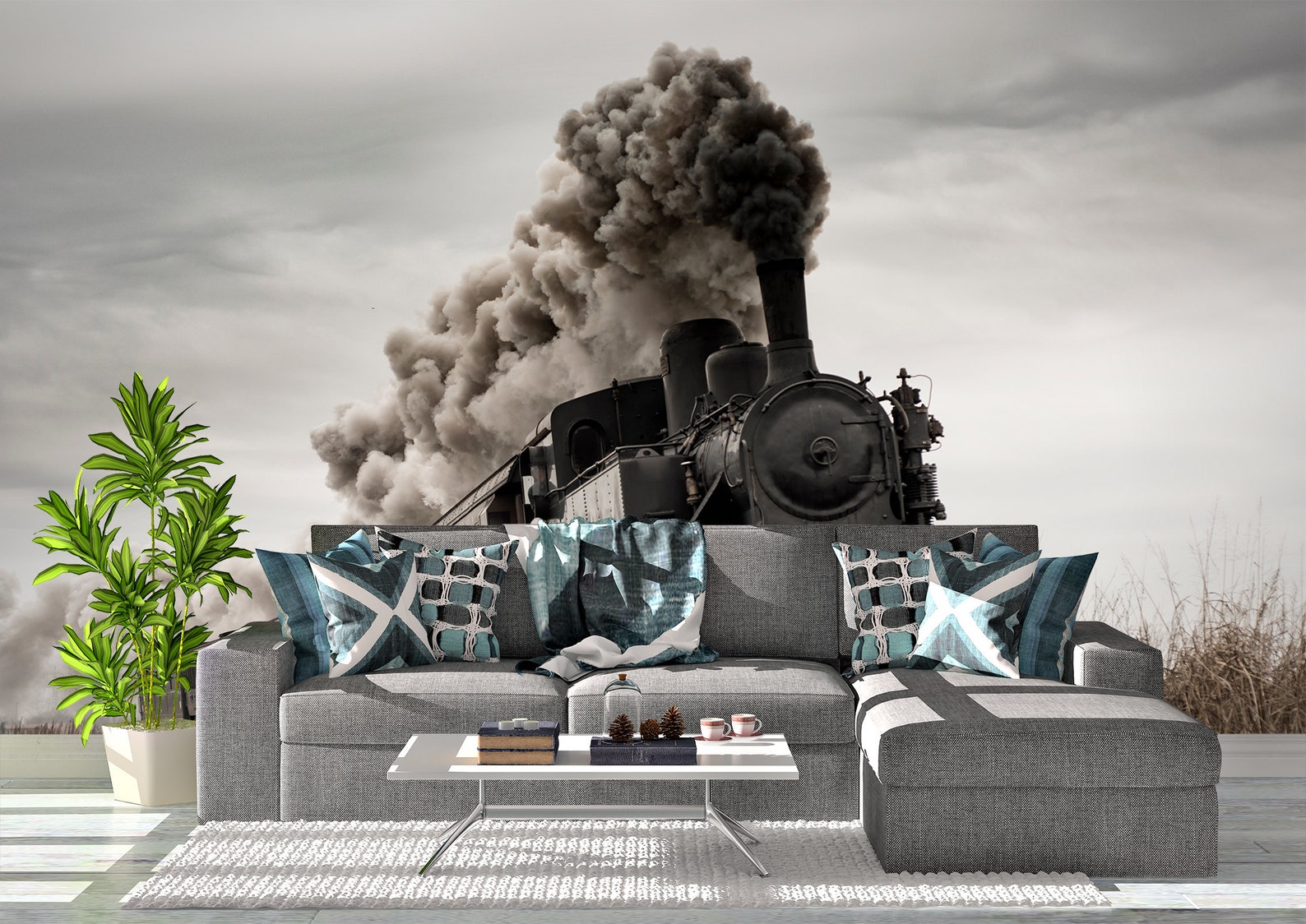 Steam Locomotive Wall Mural Wallpaper Wall Art Peel & Stick - Etsy UK