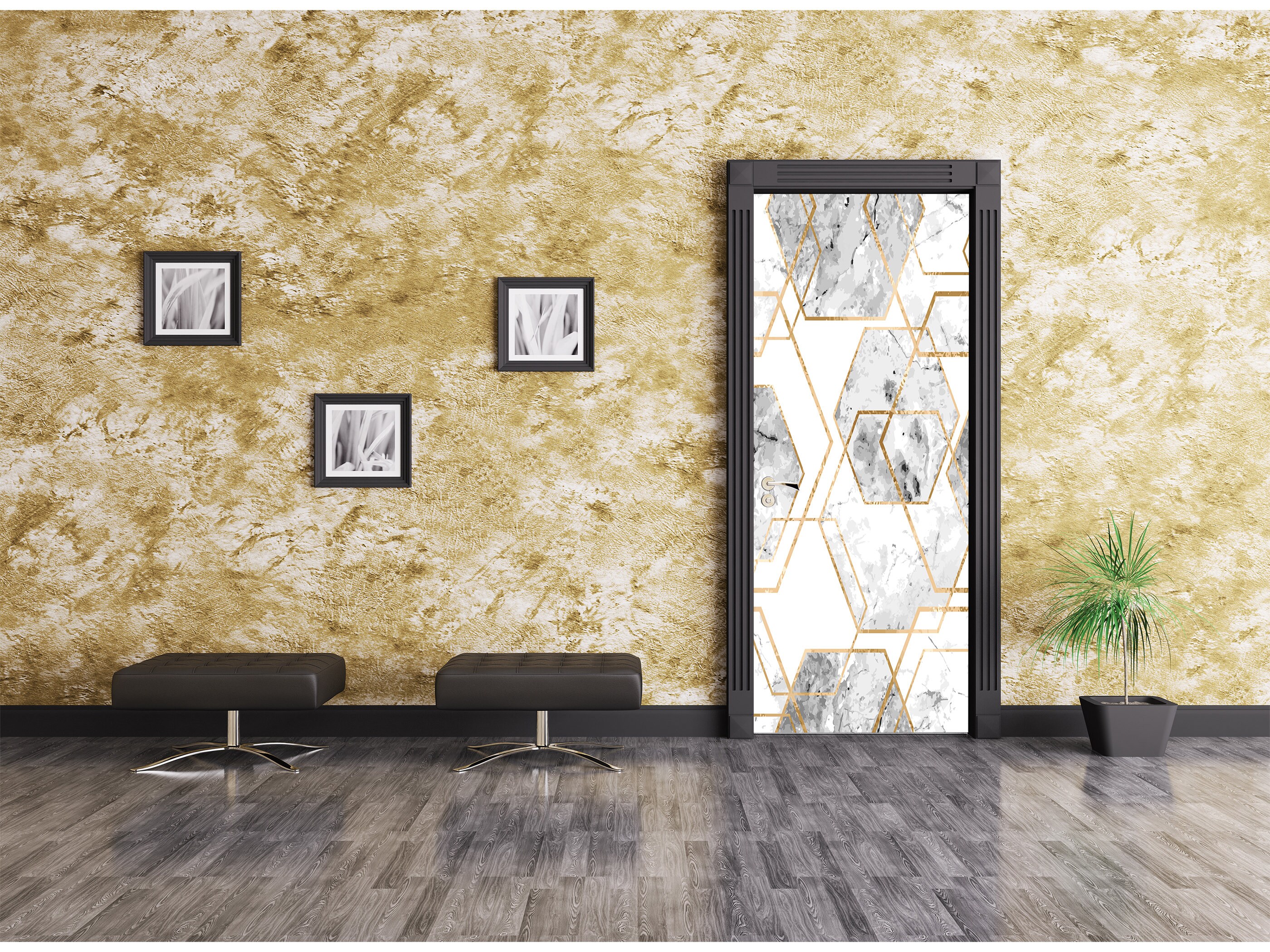 Gray and Gold Marble Door Mural Sticker Self Adhesive Door | Etsy