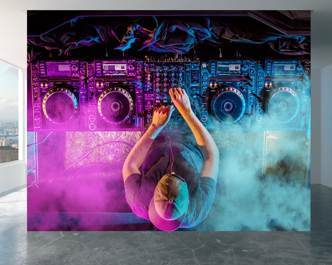 DJ Mix Console Wallpaper Mural: Self-adhesive DJ Equipment With Vibrant ...