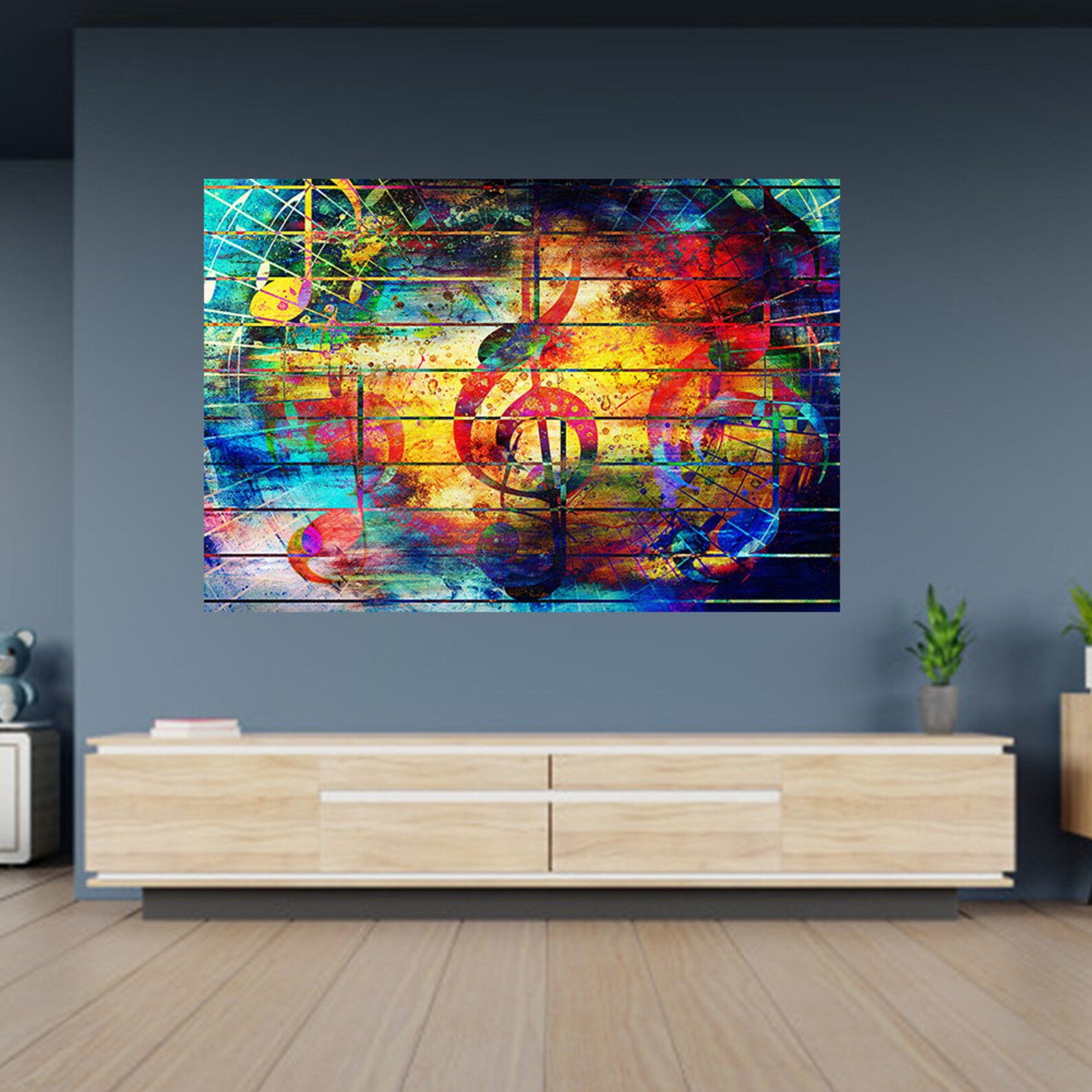 Wall Sticker Colourful Music Theme Poster Self Adhesive Art | Etsy