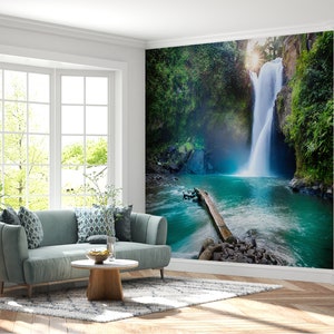 Violet Waterfall Wall Mural: Peel and Stick Wallpaper, Living Room ...