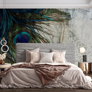 Peacock Wall Mural Self-adhesive Wallpaper, Bedroom Decor, Animal Wall ...