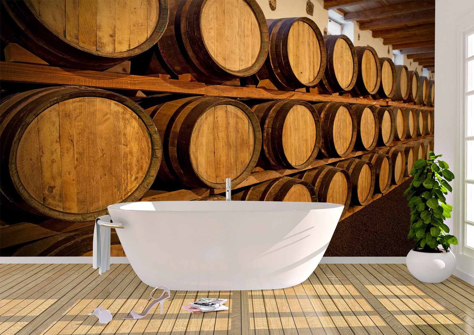 Whisky barrels Wall Mural Wallpaper Wall Art Peel & Stick Self | Etsy