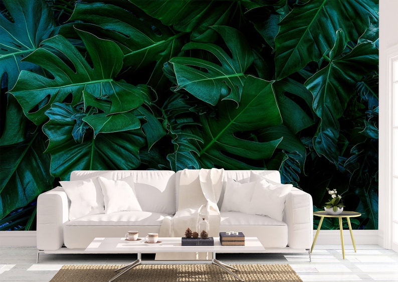 Monstera Leaves Wall Mural Wallpaper Wall Art Peel & Stick | Etsy