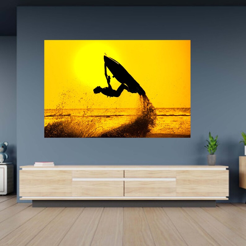 Jet Ski Sunset Jump Poster Self-Adhesive Wall Sticker Decal | Etsy