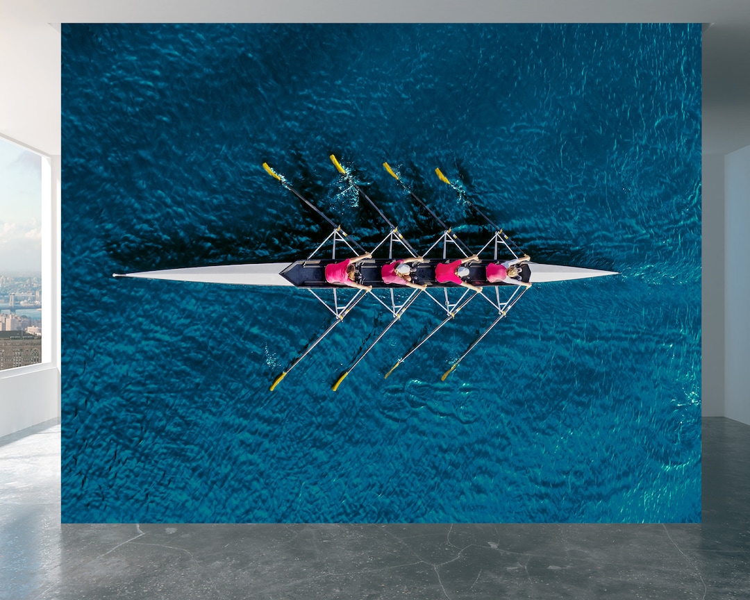 Rowing Theme Bird's-eye View Wall Mural: Self-adhesive Peel and Stick ...
