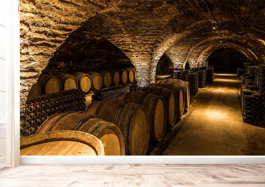 Old Cellar Bottles & Barrels Wall Mural Photo Wallpaper UV Print Decal ...