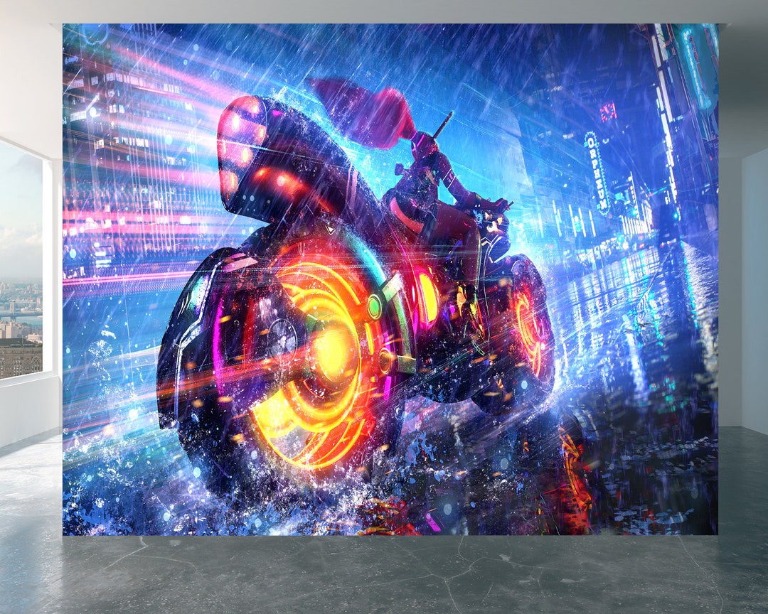Imaginative Fantasy Motorcycle Wallpaper: Peel and Stick Bedroom Wall ...