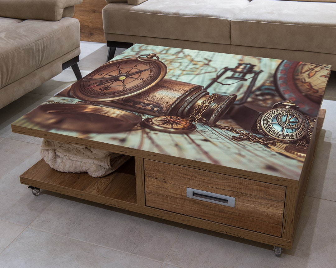 Compass Map Table Wrap, Self Adhesive Waterproof Vinyl, Perfect for ...