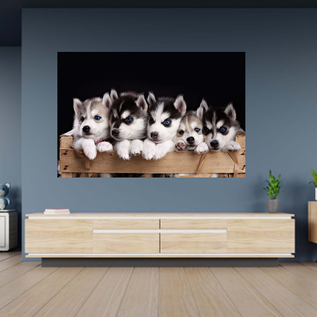 Wall Sticker Husky Sweet Puppies Theme Poster Adhesive Art Decal Mural ...