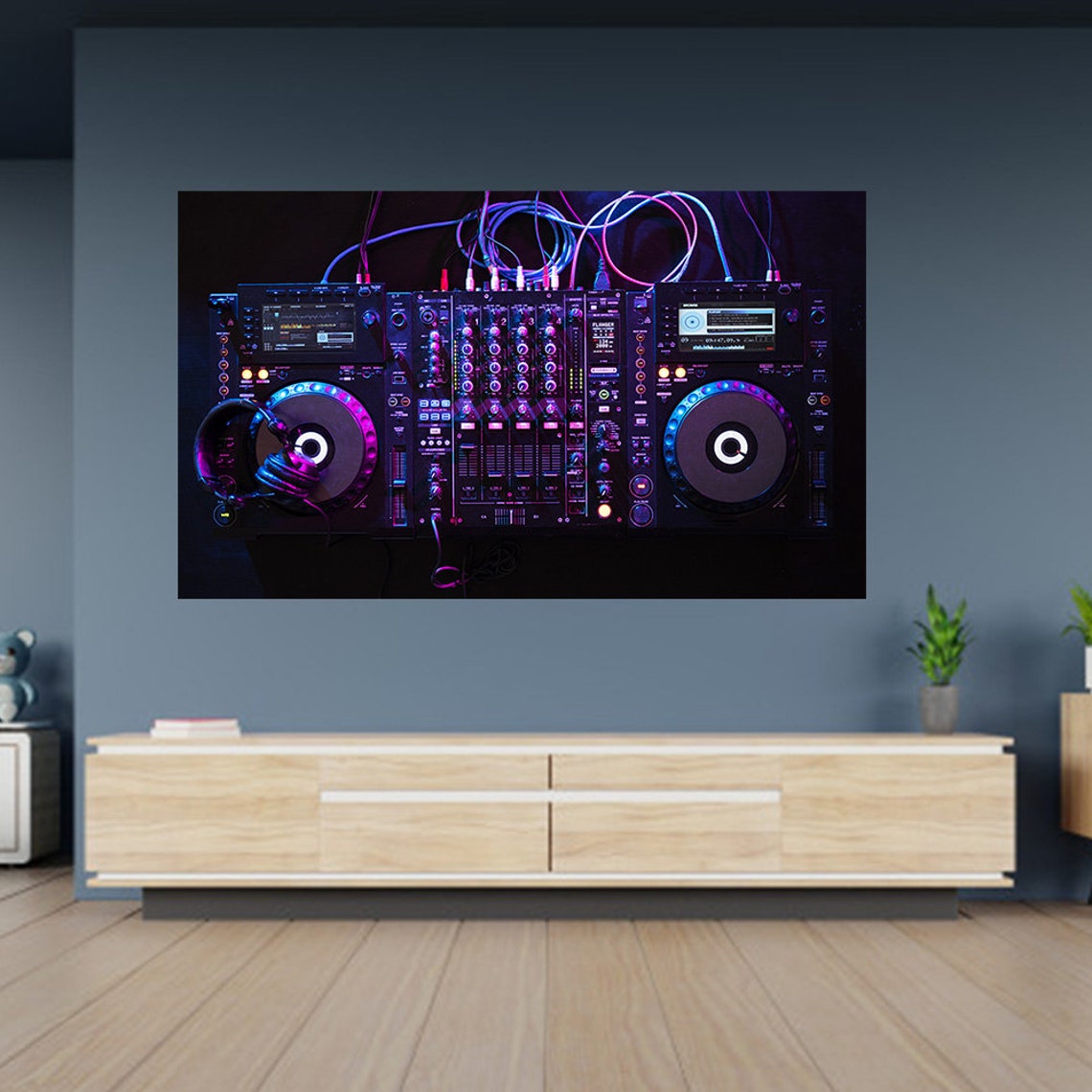 Wall Sticker DJ Music Console & Neon Poster Self Adhesive Art - Etsy