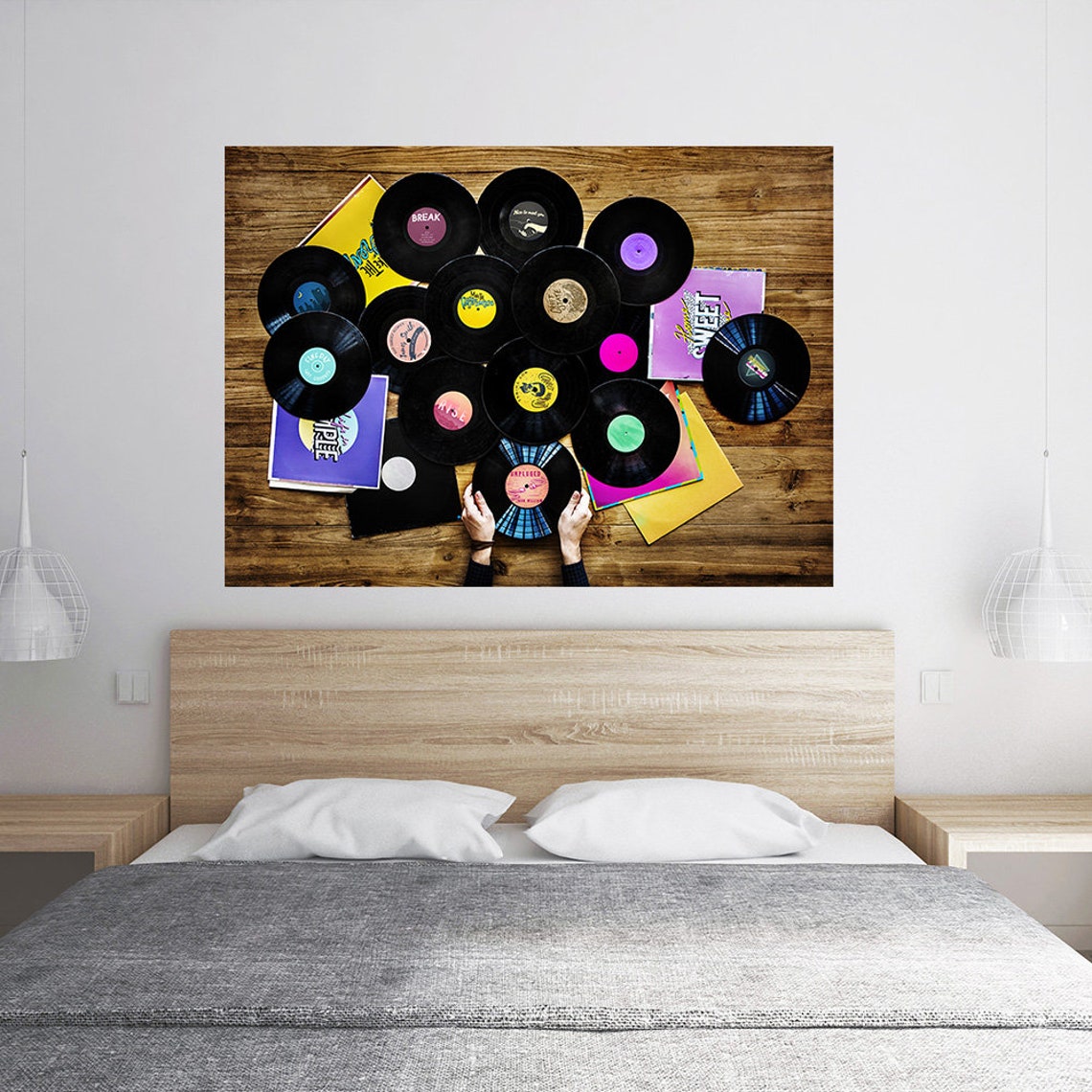 Wall Sticker Vinyl Music Discs Theme Poster Self Adhesive Art | Etsy