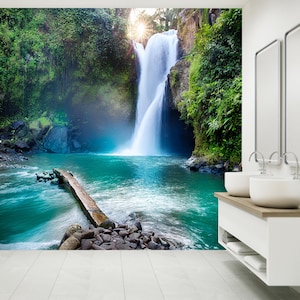 Violet Waterfall Wall Mural: Peel and Stick Wallpaper, Living Room ...