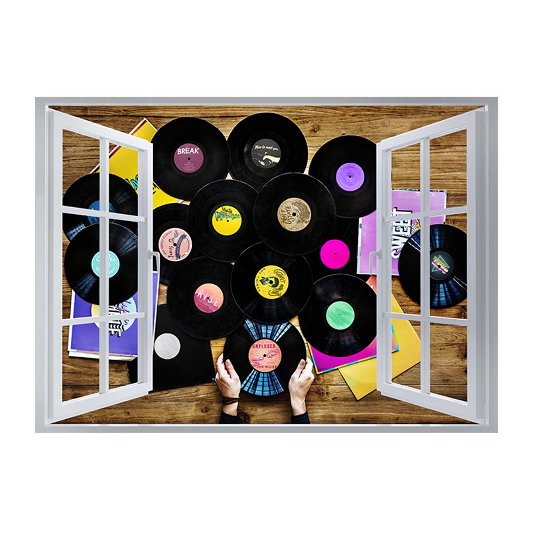 Wall Sticker Vinyl Music Discs Theme 3D Window Effect Self - Etsy UK