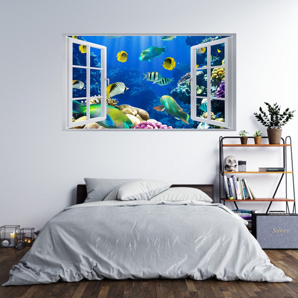 Wall Sticker Aquarium Sea Life 3D Window Effect Self Adhesive | Etsy