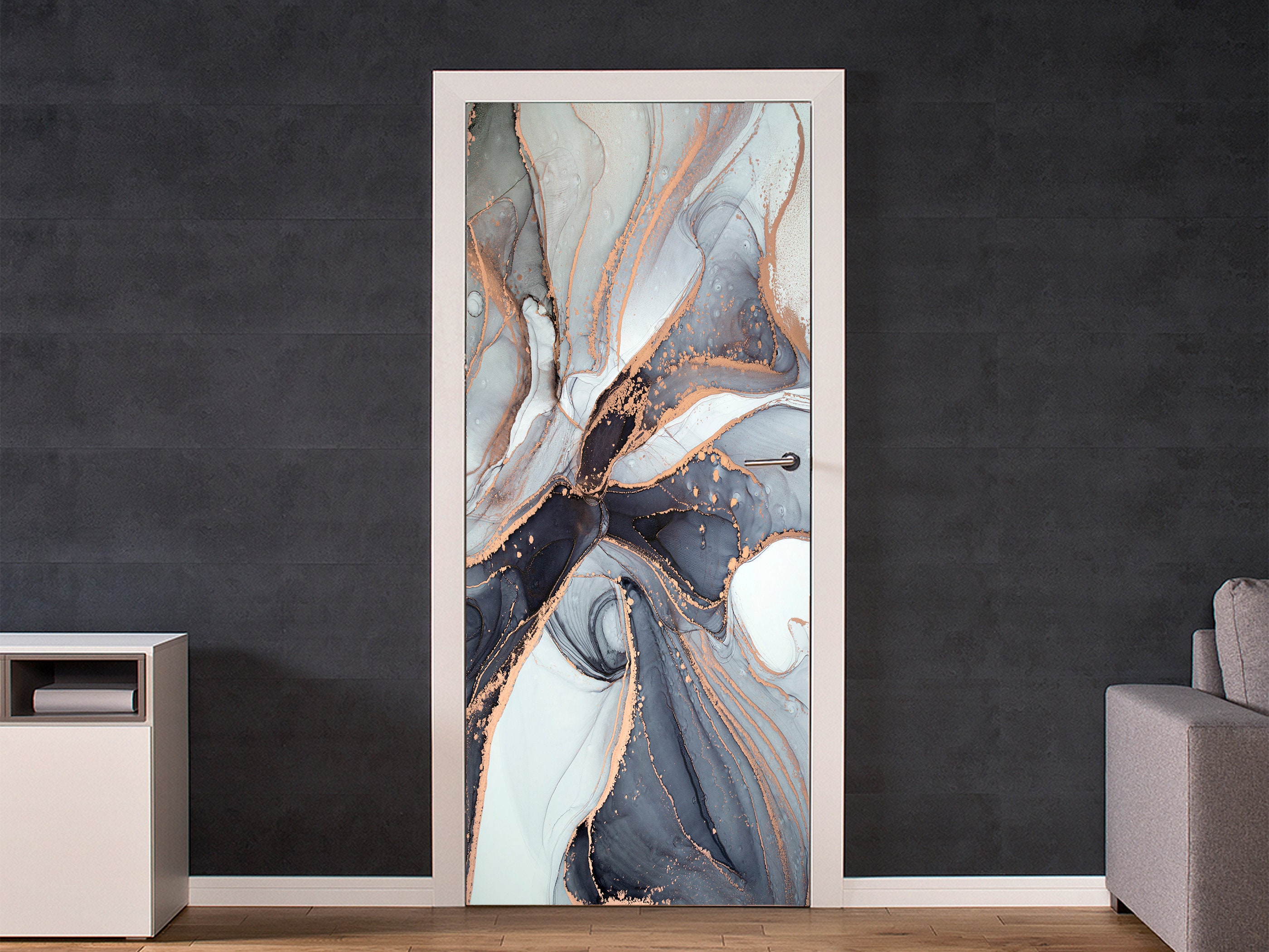 Black and Gold Marble Door Mural Sticker Self Adhesive Door | Etsy