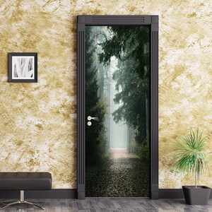 Transform Your Door With Mysterious Road in Forest Door Sticker Peel ...