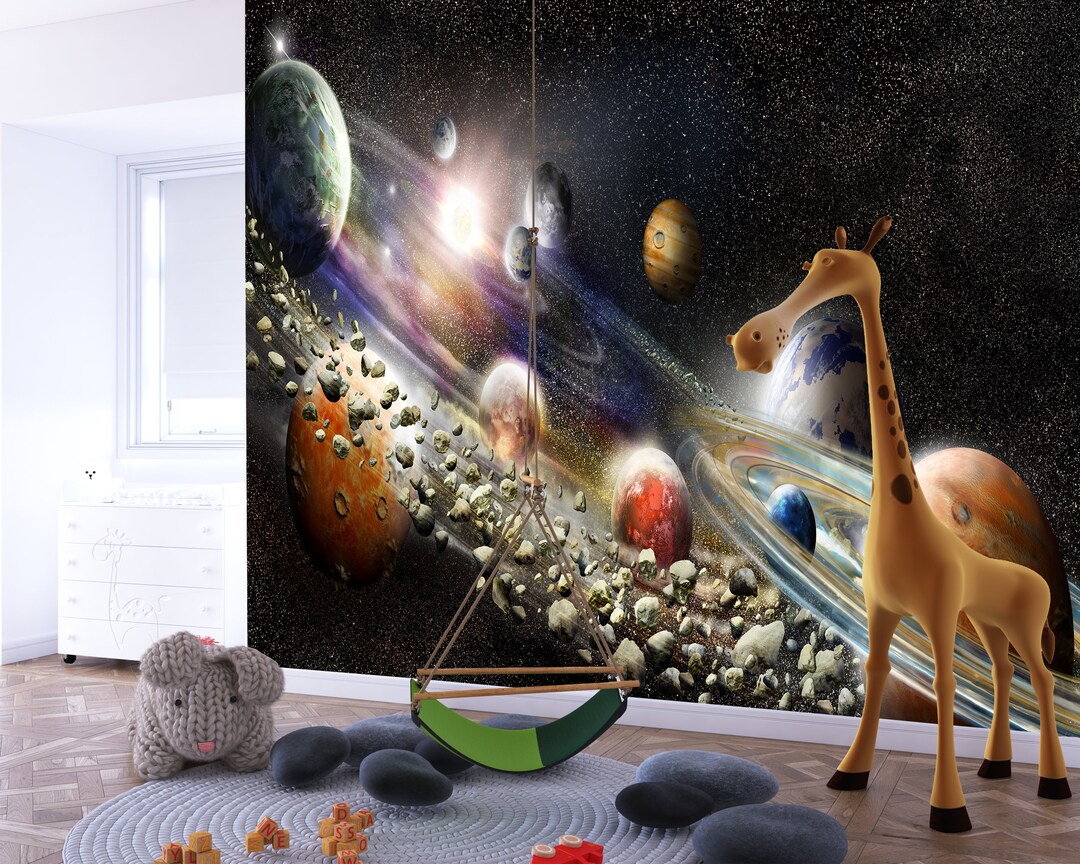 Solar System Mural Self-adhesive Space Wallpaper, Children's Room Decor ...