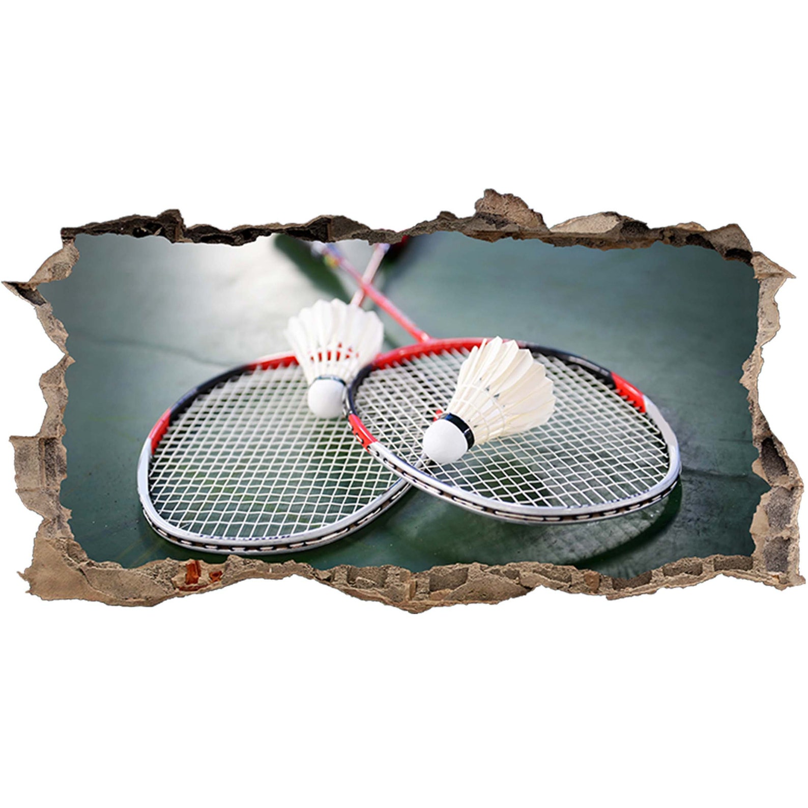 Wall Sticker Badminton Rackets Sport 3D Hole in The Wall | Etsy